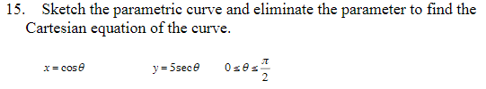 Solved 15. Sketch the parametric curve and eliminate the | Chegg.com