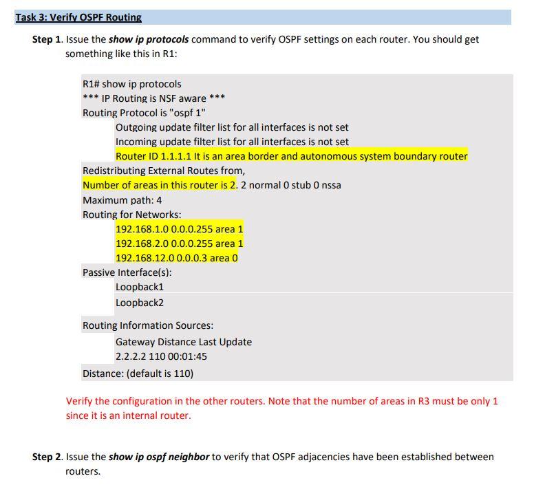 Solved In this lab, you will setup the Multi-area OSPF | Chegg.com