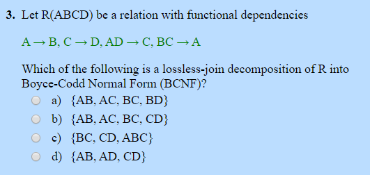 Solved 3. Let R(ABCD) be a relation with functional | Chegg.com