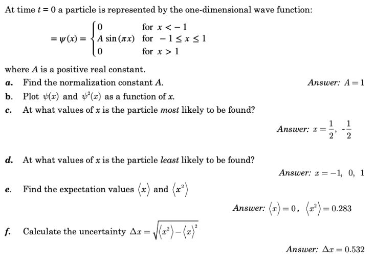 Solved At time t- 0 a particle is represented by the | Chegg.com