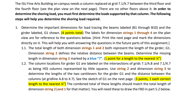 Solved 1. Determine the important dimensions for load | Chegg.com