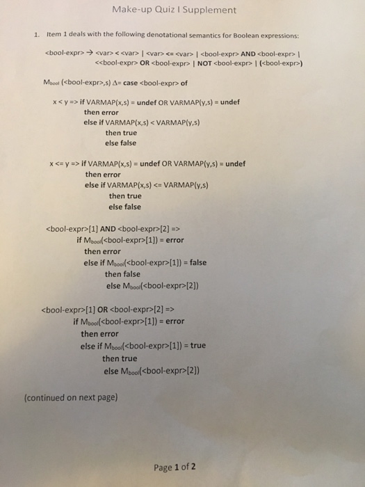 Solved Consider the denotational semantics for Boolean | Chegg.com