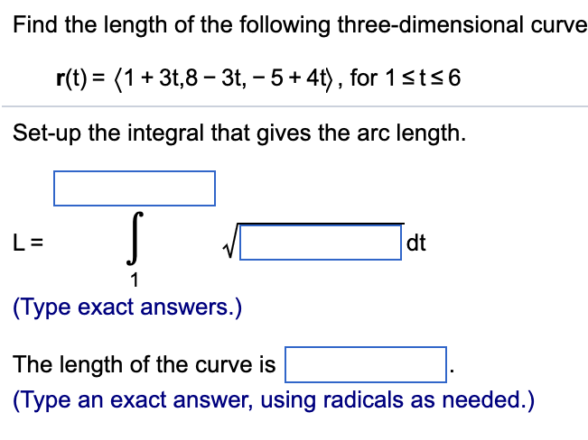 Solved Find the length of the following three-dimensional | Chegg.com