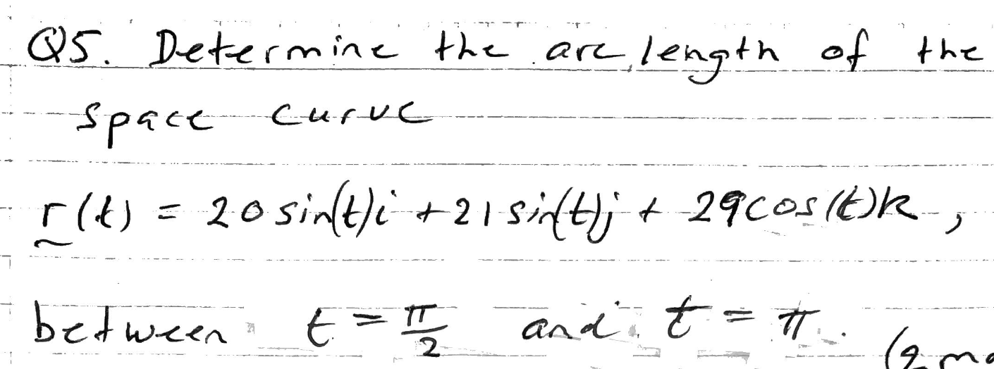 Solved Q5. Determine the are length of the space curve | Chegg.com