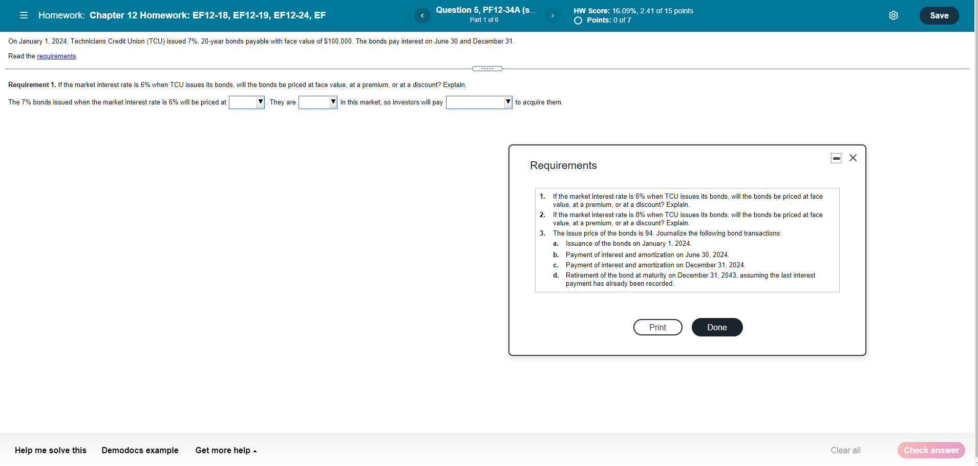 Solved Homework: Chapter 12 Homework: EF12-18, EF12-19, | Chegg.com