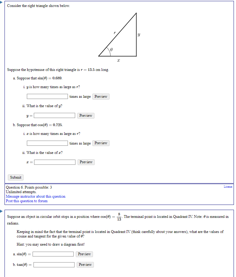 Solved Consider the right triangle shown below that has an | Chegg.com
