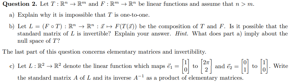 Solved Let T : R n → R m and F : R m → R n be linear | Chegg.com