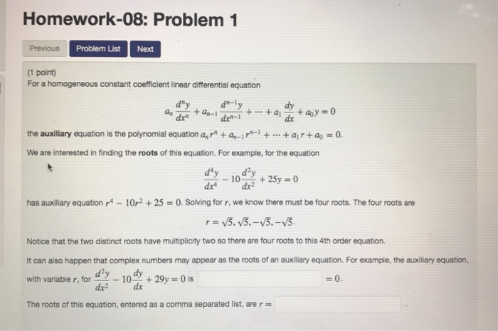 Solved For a homogeneous constant coefficient linear | Chegg.com
