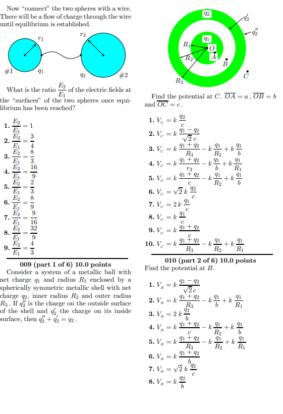 Solved Now "connect" the two spheres with a wire. There will | Chegg.com