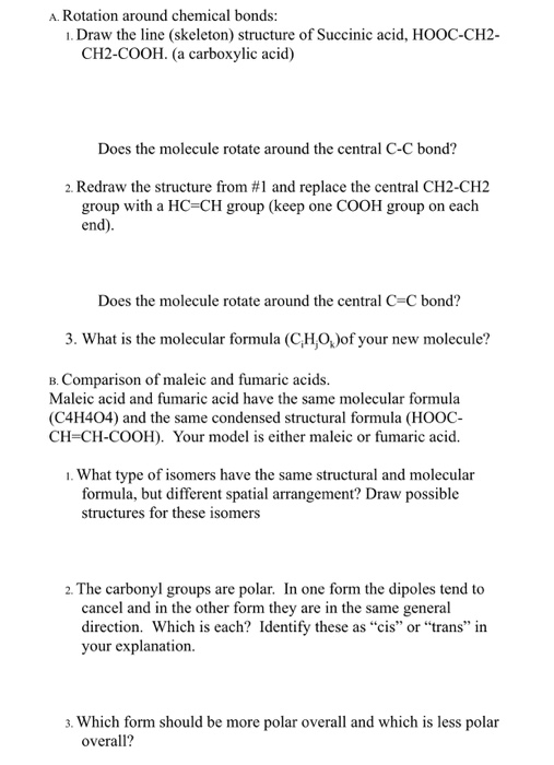 Solved A. Rotation around chemical bonds: 1. Draw the line | Chegg.com