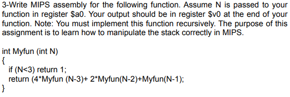 Solved 3-Write MIPS assembly for the following function. | Chegg.com
