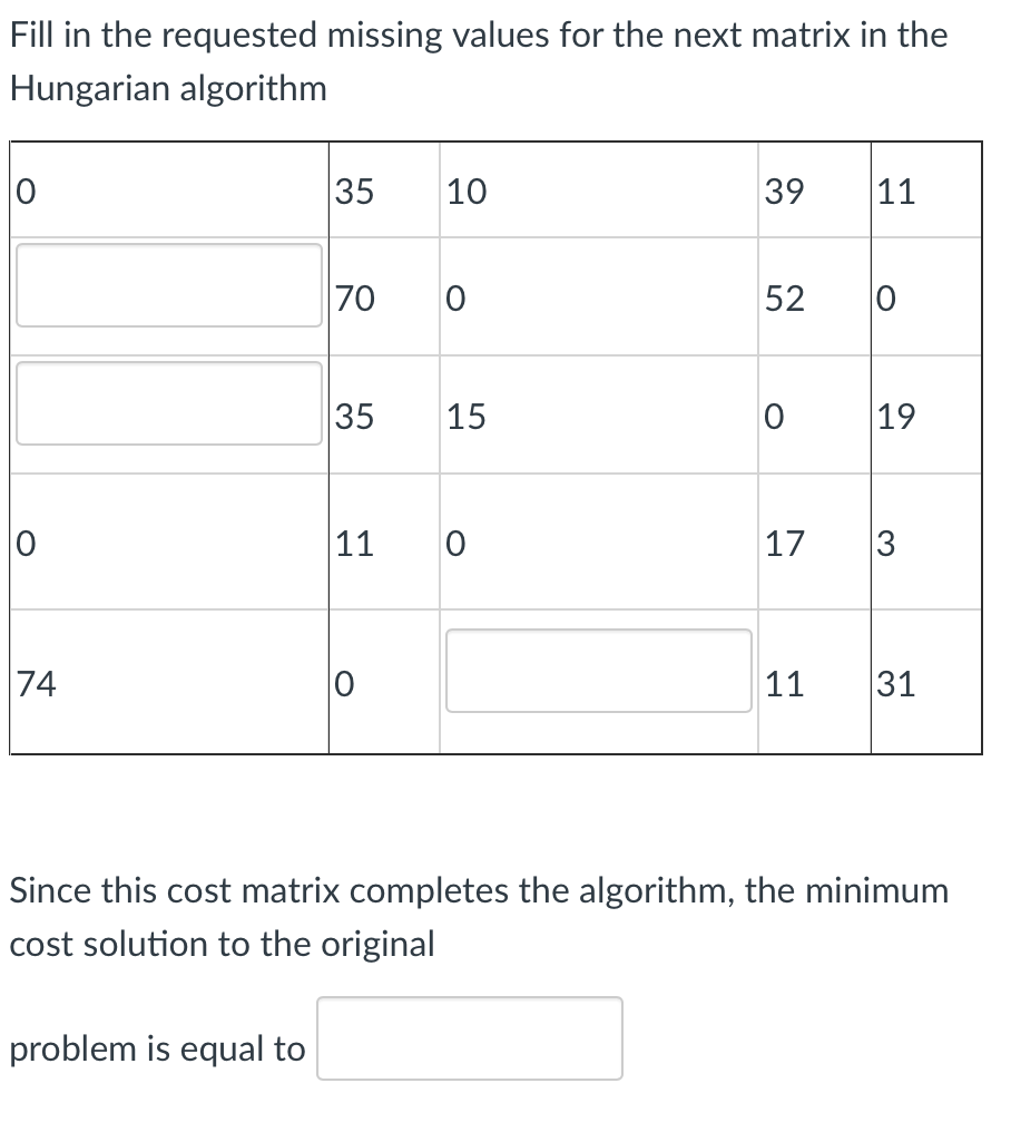 Solved Here is the original cost matrix for a 5 x 5 | Chegg.com