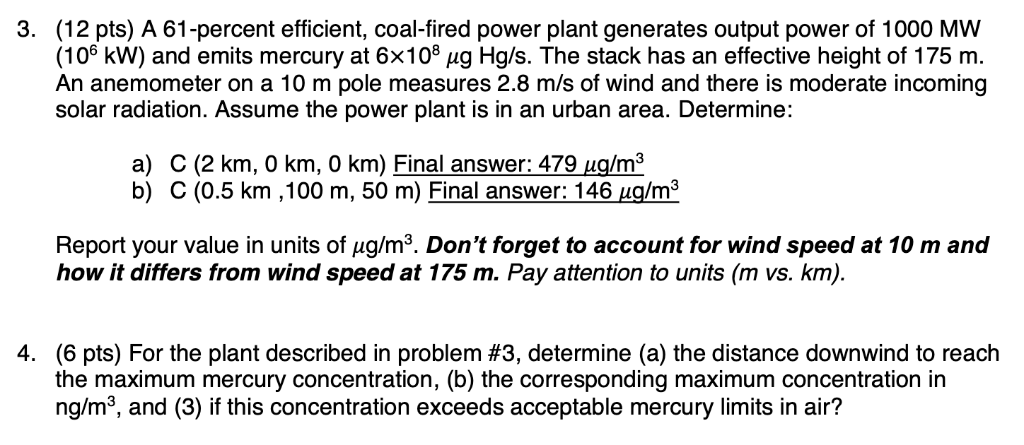 Solved 3. (12 pts) A 61-percent efficient, coal-fired power | Chegg.com
