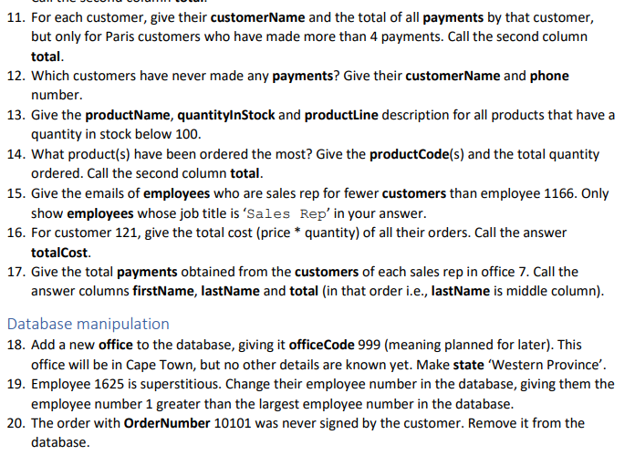 Solved MySQL Sample Database Diagram productlines | Chegg.com