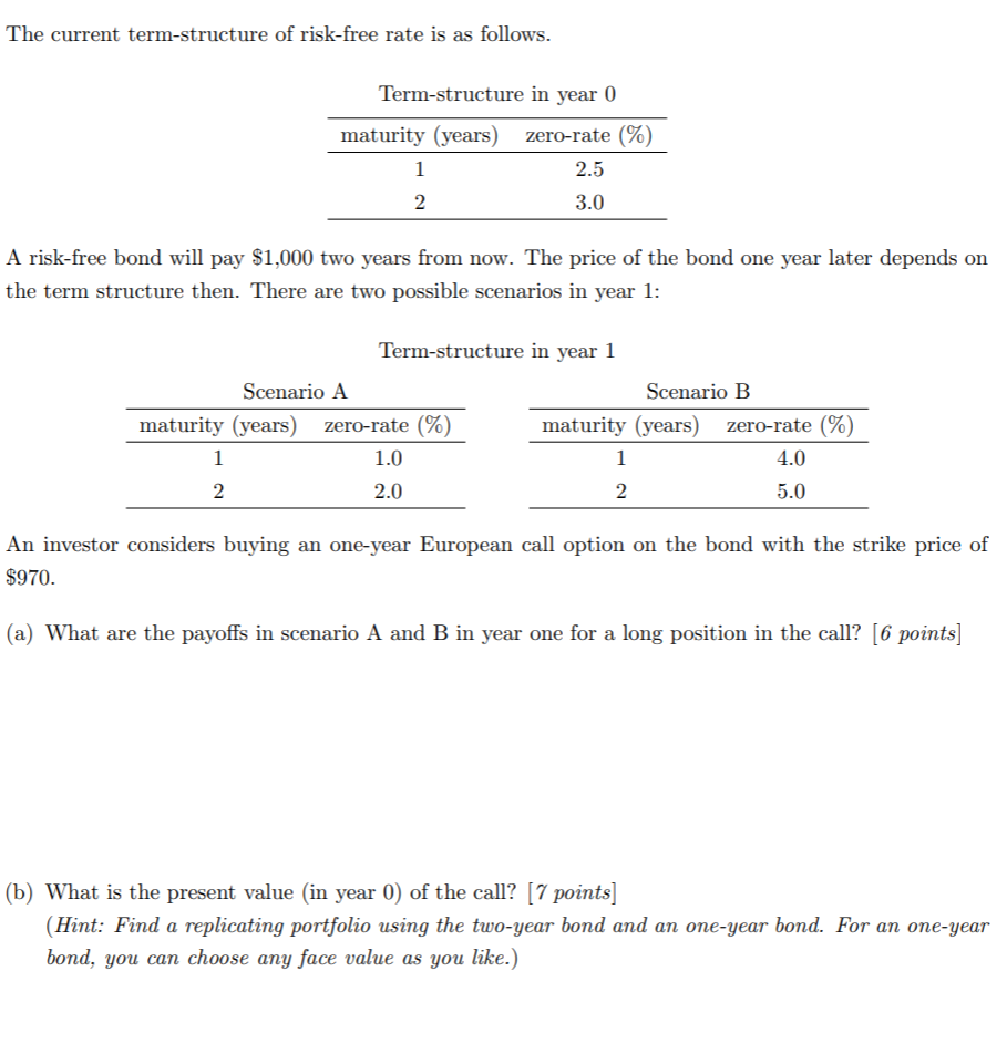 Solved The current term-structure of risk-free rate is as | Chegg.com