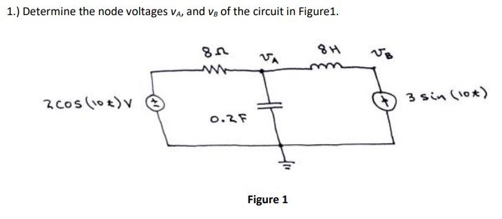 Solved 1.) Determine the node voltages vA, and vB of the | Chegg.com