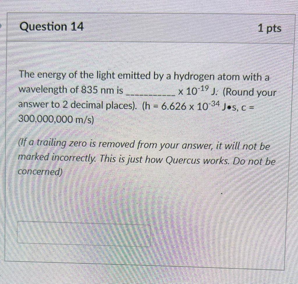 Solved The energy of the light emitted by a hydrogen atom | Chegg.com