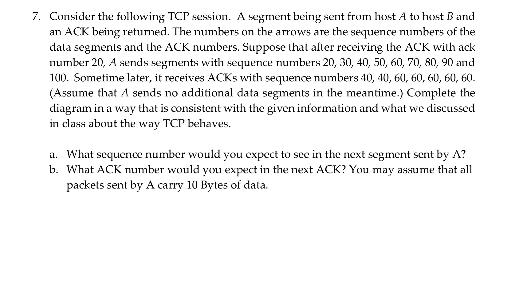 Solved Consider the following TCP session. A segment being | Chegg.com