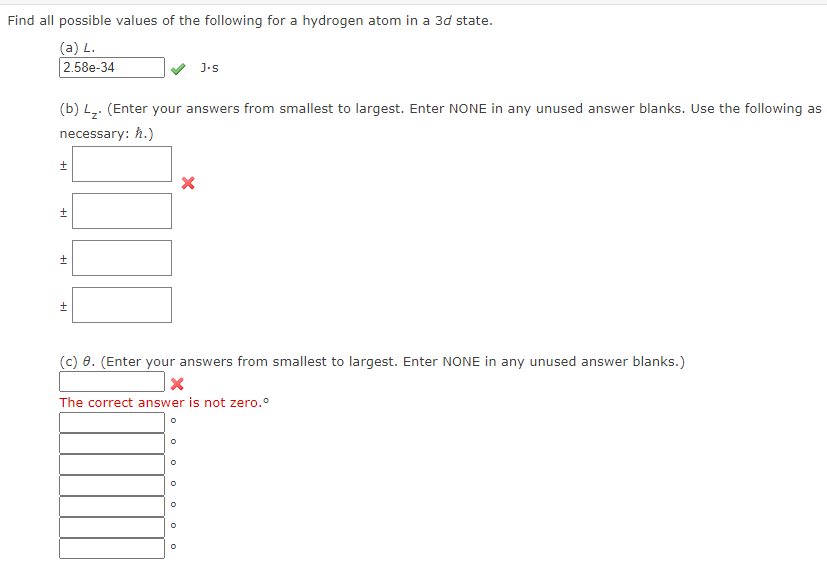 Solved (c) θ. (Enter your answers from smallest to largest. | Chegg.com
