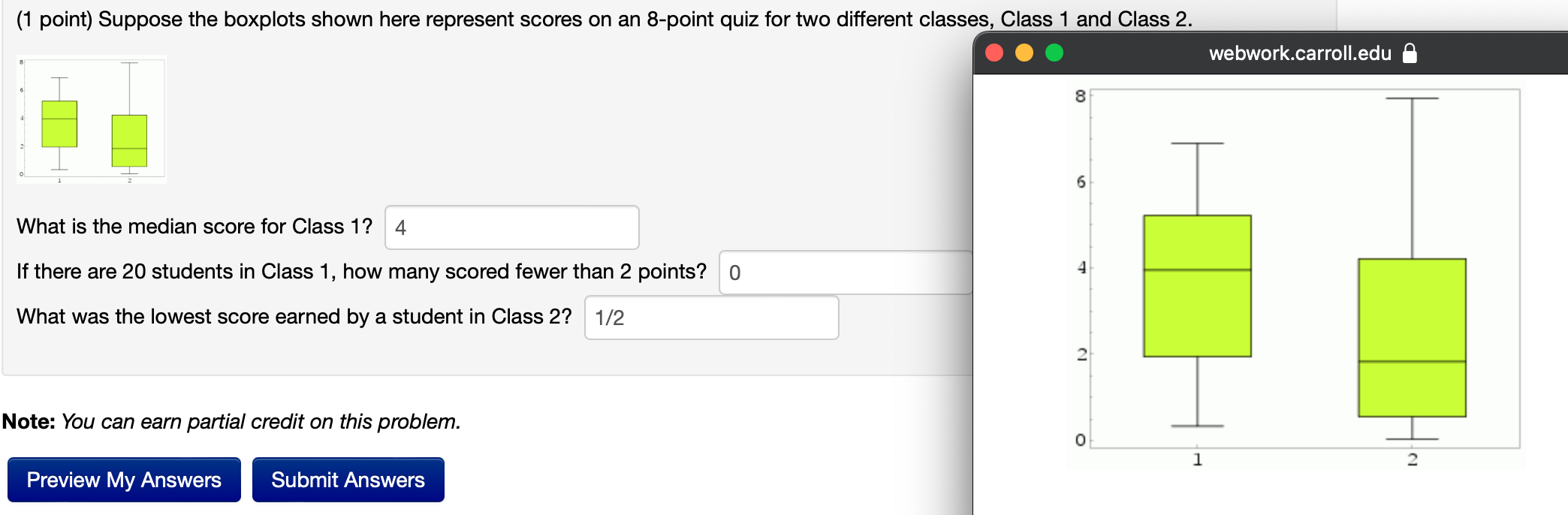 Solved What is the median score for Class 1? If there are 20 | Chegg.com