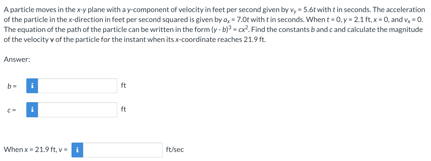 Solved A particle moves in the x-y plane with a y-component | Chegg.com