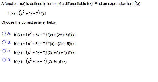 Solved A function h() is defined in terms of a | Chegg.com