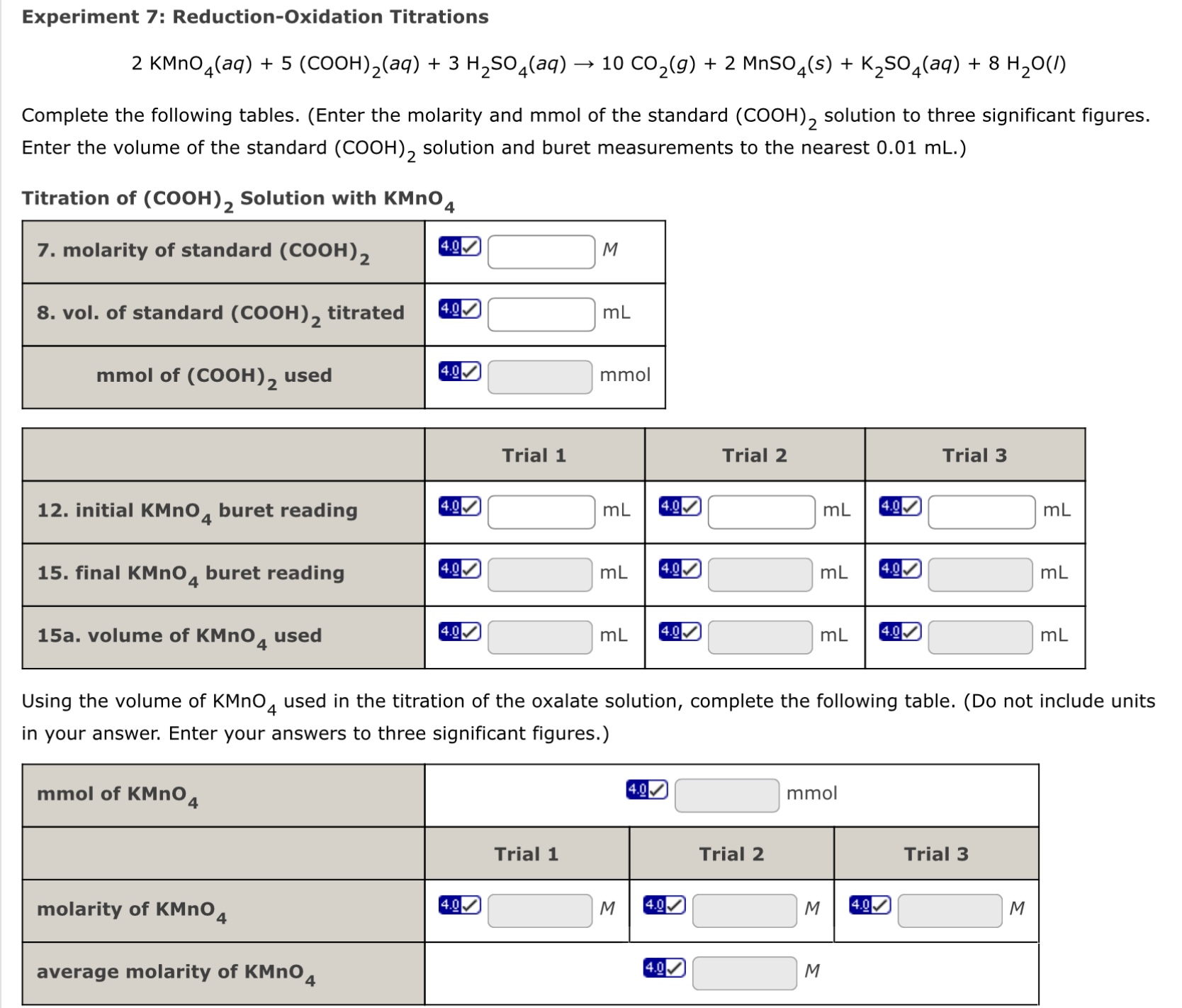 Experiment 7: Reduction-Oxidation Titrations | Chegg.com Experiment 7: Reduction-Oxidation Titrations | Chegg.com