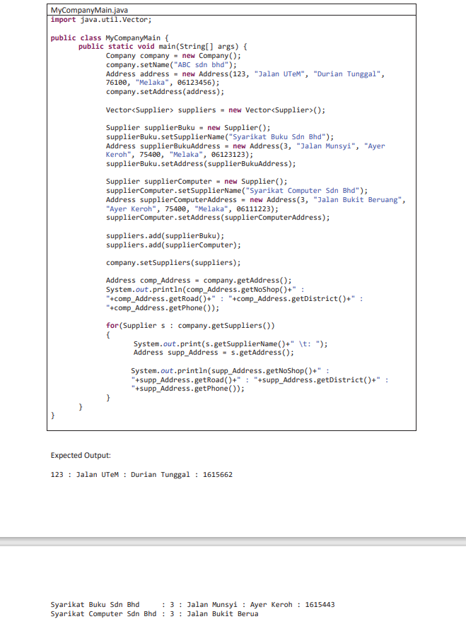 Solved MyCompany Main.java import java.util. Vector; public | Chegg.com