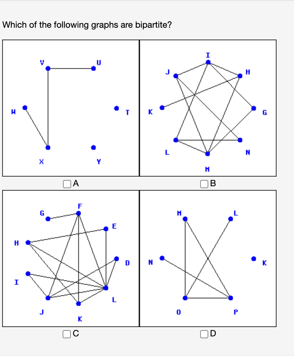 Solved Which of the following graphs are bipartite? | Chegg.com