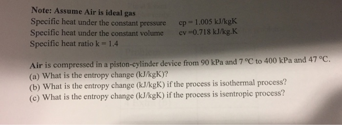Solved Specific heat under the constant pressure cp = 1.005 | Chegg.com