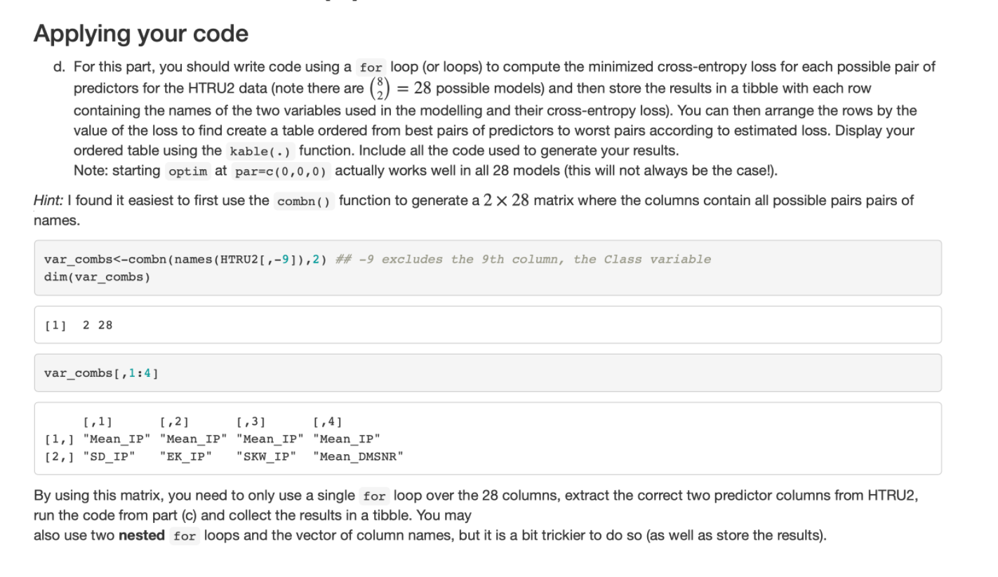 Solved Writing a function to use with optim optim is an | Chegg.com