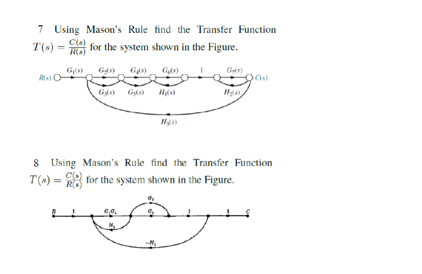 Solved 7 Using Mason's Rule find the Transfer Function | Chegg.com