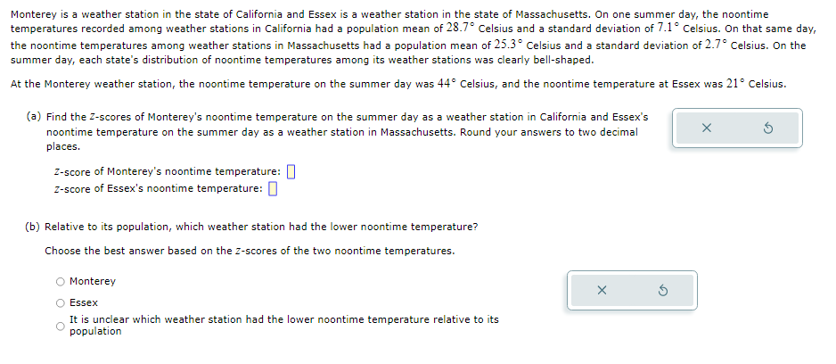 Solved Monterey is a weather station in the state of | Chegg.com