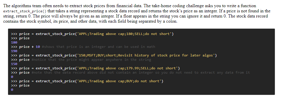 Solved The algorithms team often needs to extract stock | Chegg.com