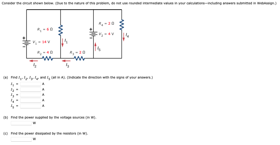 Solved answers submitted in WebAssign.) v1=V2=R4=vVΩConsider | Chegg.com
