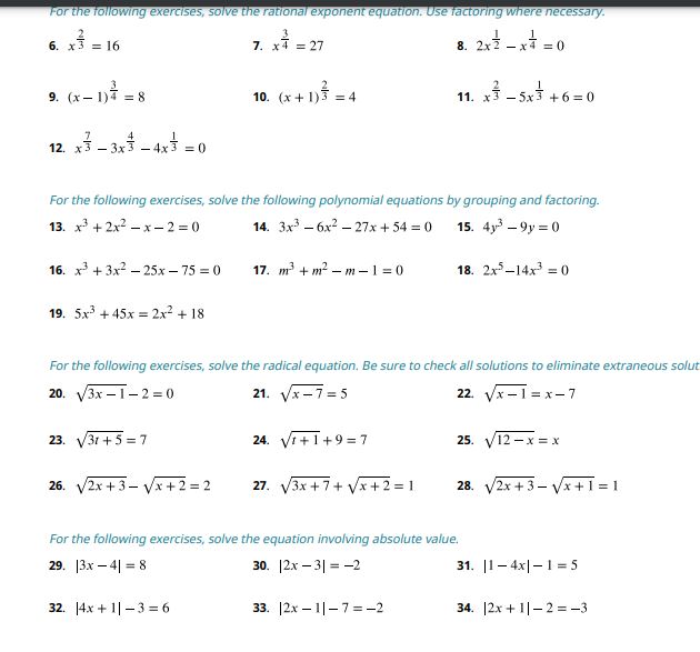 Solved For the following exercises, solve the rational | Chegg.com