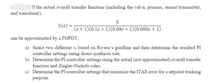 Solved If the actual overall transfer function (including | Chegg.com