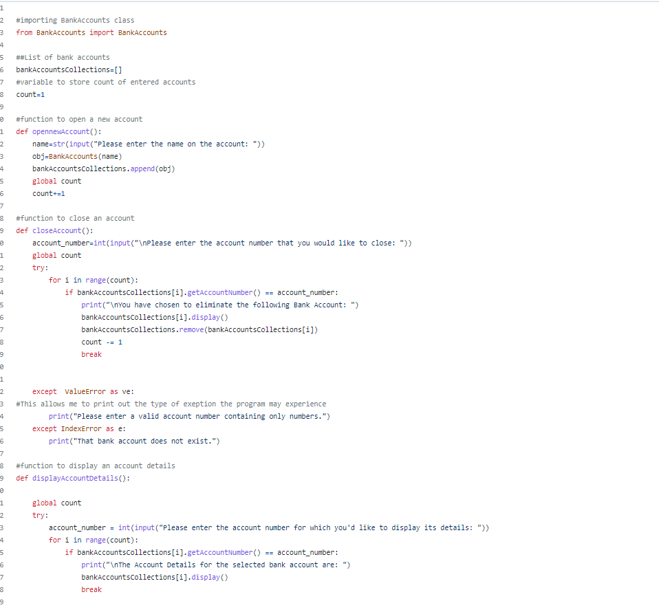 Solved \#importing BankAccounts class from BankAccounts | Chegg.com