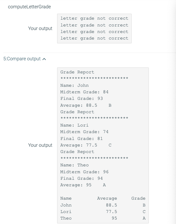 Solved I cannot understand why my computeLetterGrade is | Chegg.com