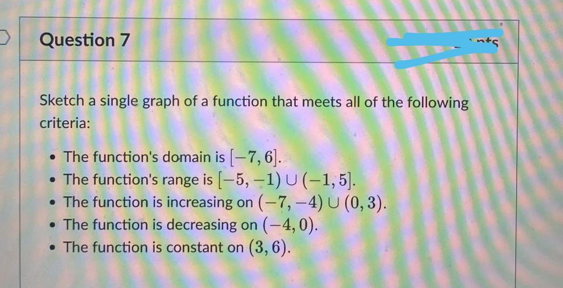 Solved Question 7 nta Sketch a single graph of a function | Chegg.com