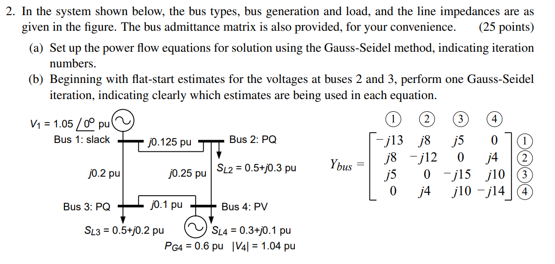Solved 2. In the system shown below, the bus types, bus | Chegg.com