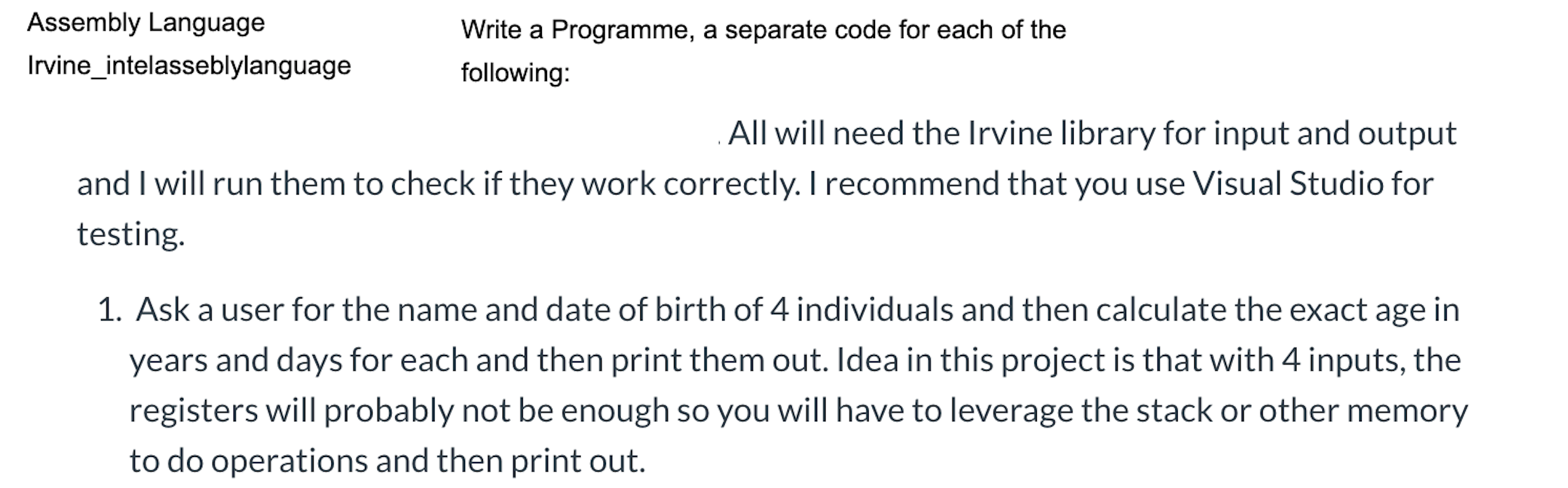 Assembly Language Irvine_intelasseblylanguage Write a | Chegg.com