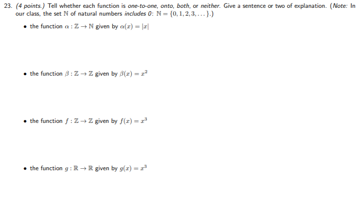 Solved 23. (4 points.) Tell whether each function is | Chegg.com