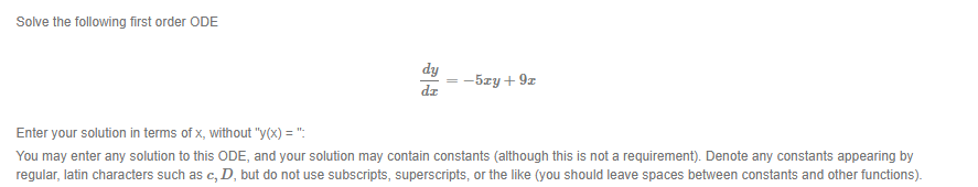 Solved Solve the following first order ODE\[\frac{d y}{d | Chegg.com