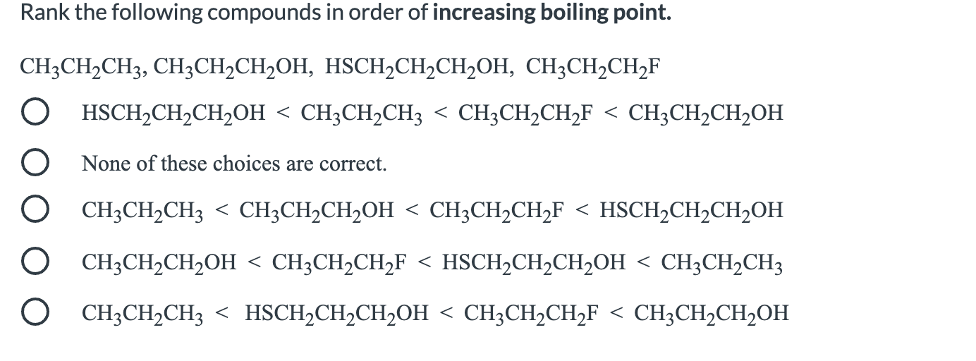 Solved Rank the following compounds in order of increasing | Chegg.com