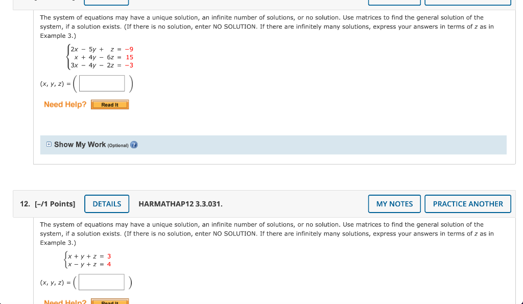 Solved The system of equations may have a unique solution, | Chegg.com