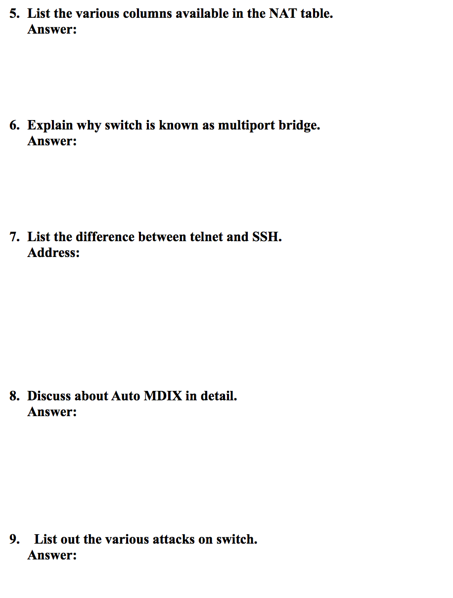 Solved 5. List the various columns available in the NAT | Chegg.com