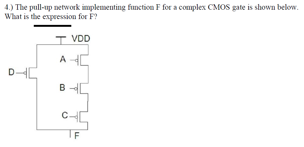 Solved 4.) The pull-up network implementing function F for a | Chegg.com