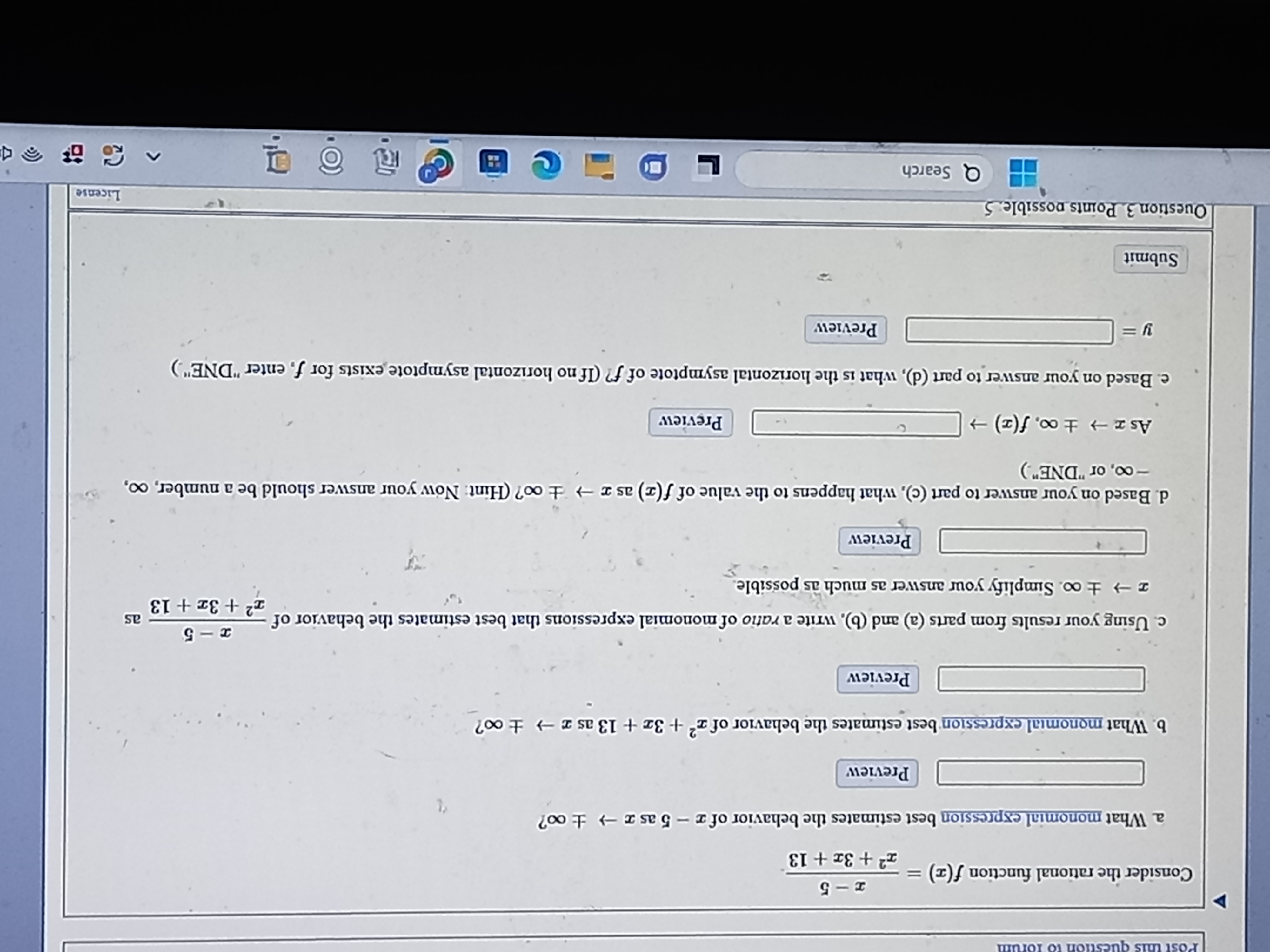 Solved onsider the rational function f(x)=x2+3x+13x−5 a. | Chegg.com