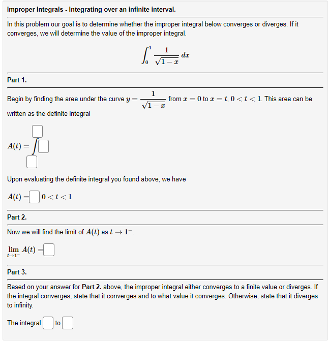 Solved Improper Integrals Integrating Over An Infinite